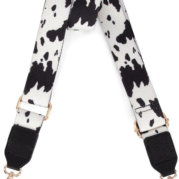Montana West | Accessories | Black And White Cow Print Strap | Poshmark